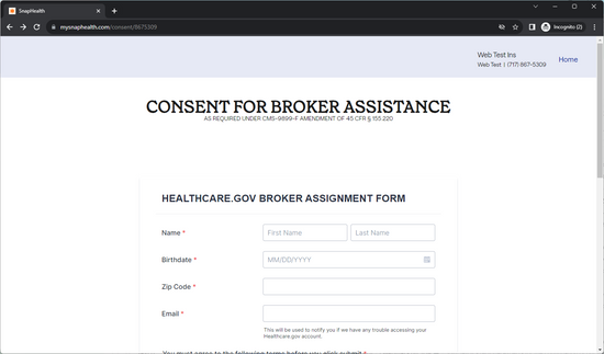 ACA Agent/Broker Consent Form - For Brokers – SnapHealth
